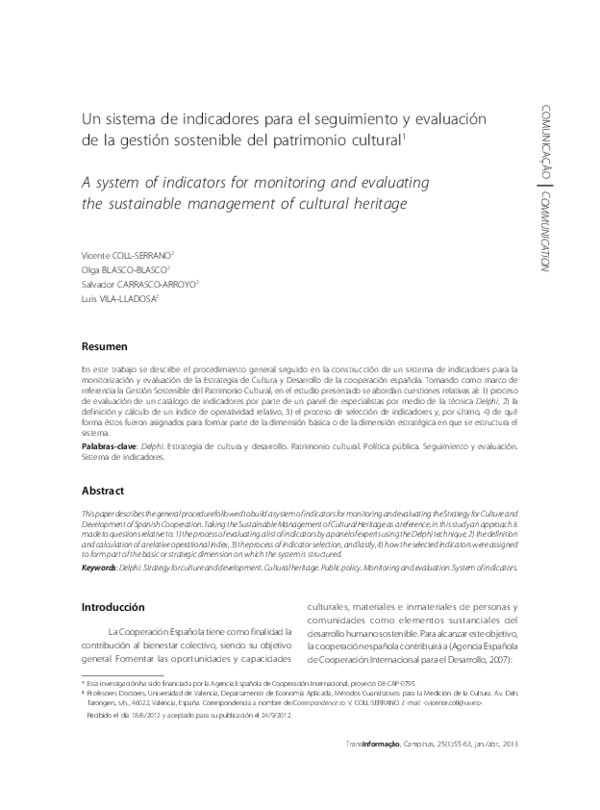 (PDF) Un sistema de indicadores para el seguimiento y evaluación de la gestión sostenible del ...