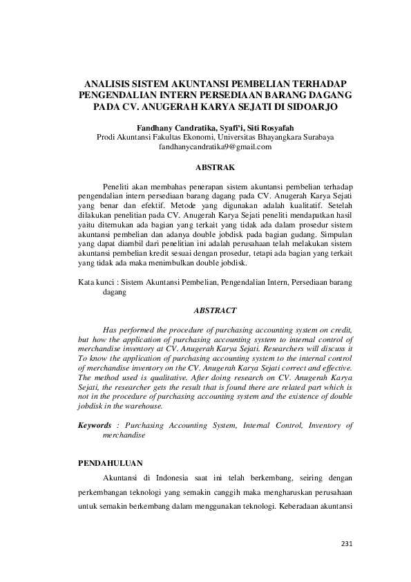 (PDF) Analisis Sistem Akuntansi Pembelian Terhadap Pengendalian Intern ...