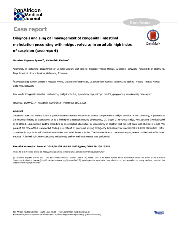 (PDF) Diagnosis and surgical management of congenital intestinal ...