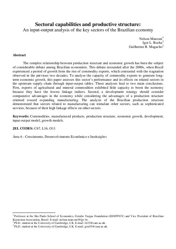 (PDF) Sectoral capabilities and productive structure: An input-output ...