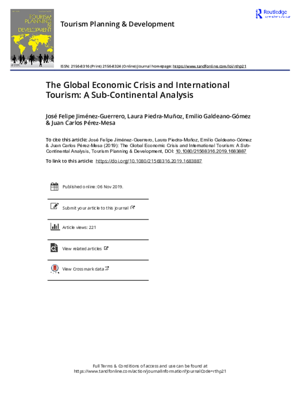 (PDF) The Global Economic Crisis and International Tourism: A Sub ...