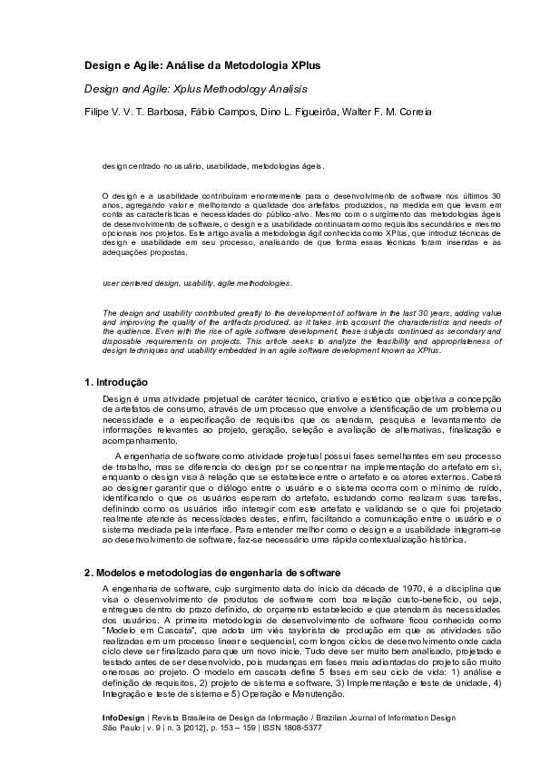 (PDF) Design e Agile: Análise da Metodologia XPlus Design and Agile ...