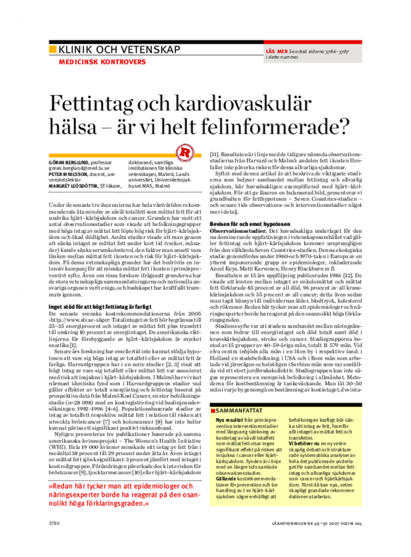 (PDF) [Fat intake and cardiovascular health--are we completely ...