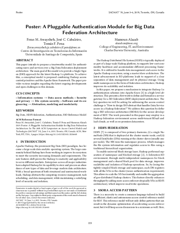 (PDF) Poster: A Pluggable Authentication Module for Big Data Federation ...