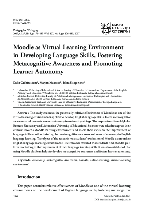 (PDF) Moodle as Virtual Learning Environment in Developing Language Skills, Fostering ...
