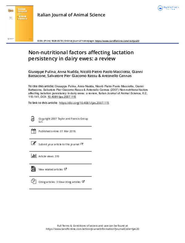 (PDF) Non-nutritional factors affecting lactation persistency in dairy ...