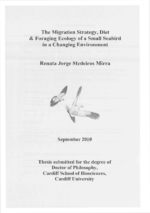 (PDF) The migration strategy, diet and foraging ecology of a small ...