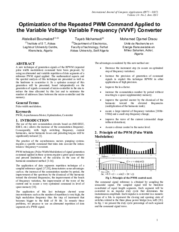 (PDF) Optimization of the Repeated PWM Command Applied to the Variable Voltage Variable ...
