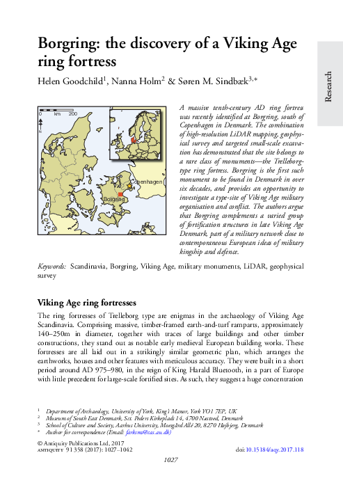 (PDF) Borgring: the discovery of a Viking Age ring fortress