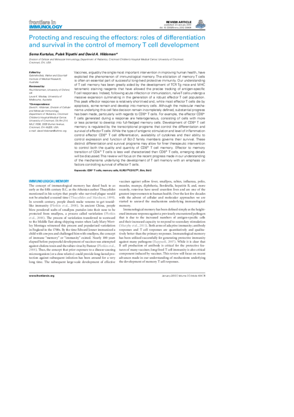 (PDF) Protecting and rescuing the effectors: roles of differentiation ...