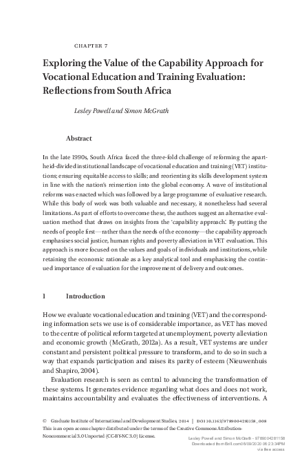 (PDF) 7 Exploring the Value of the Capability Approach for Vocational ...