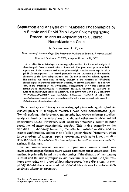 (PDF) Separation and analysis of 32P-labeled phospholipids by a simple ...