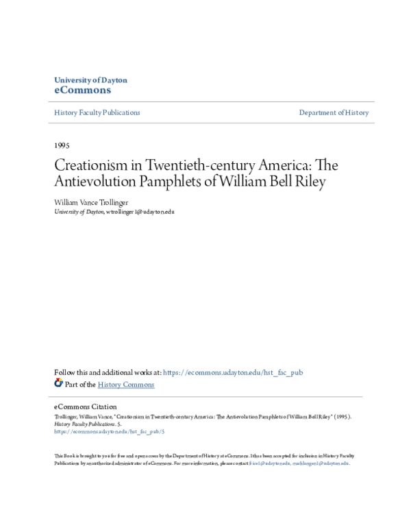 (PDF) Creationism in Twentieth-century America: The Antievolution ...