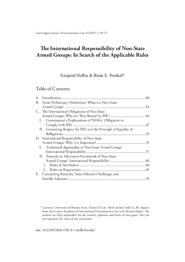 (PDF) The International Responsibility of Non-State Armed Groups