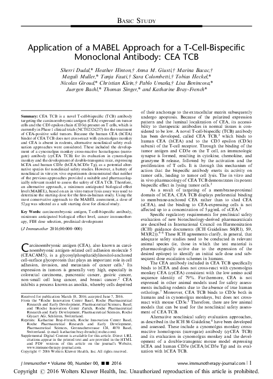(PDF) Application of a MABEL Approach for a T-Cell-Bispecific ...