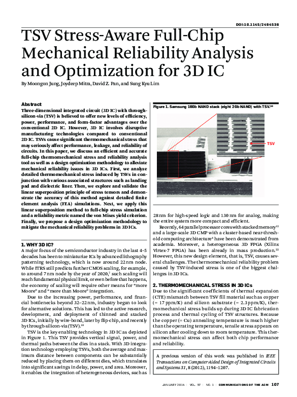 (PDF) TSV stress-aware full-chip mechanical reliability analysis and ...