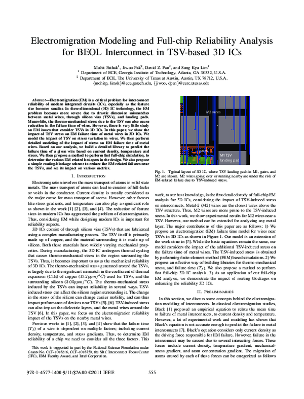 (PDF) Electromigration modeling and full-chip reliability analysis for BEOL interconnect in TSV ...