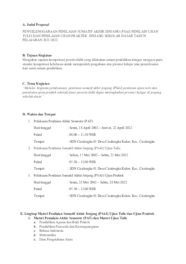 (DOC) Proposal Kegiatan PSAJ 2022