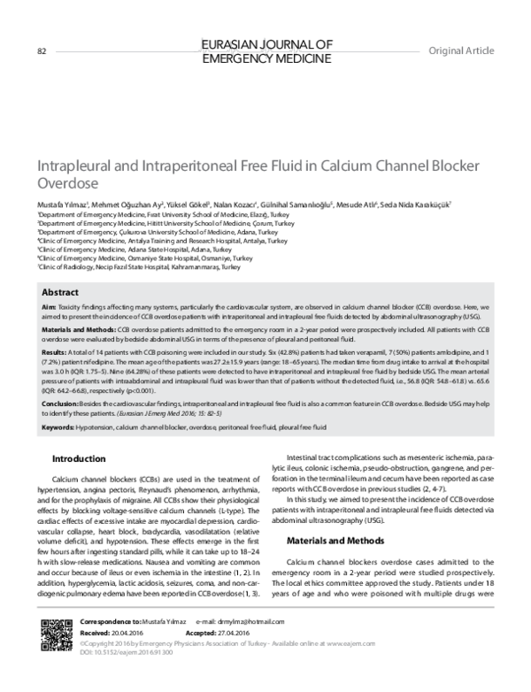(PDF) Intrapleural and Intraperitoneal Free Fluid in Calcium Channel ...