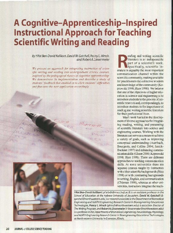 (PDF) A Cognitive-Apprenticeship-Inspired Instructional Approach for ...