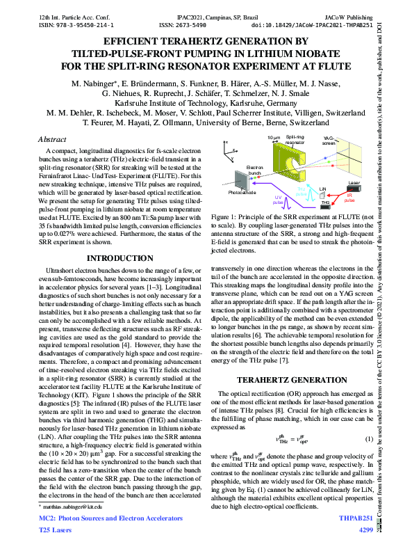 (PDF) Efficient Terahertz Generation by Tilted-Pulse-Front Pumping in Lithium Niobate for the ...