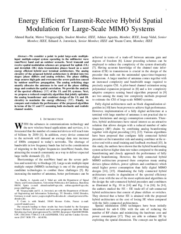 Pdf Energy Efficient Transmit Receive Hybrid Spatial Modulation For