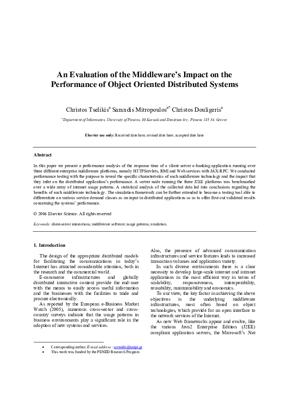 Pdf An Evaluation Of The Middlewares Impact On The Performance Of Object Oriented Distributed 7885