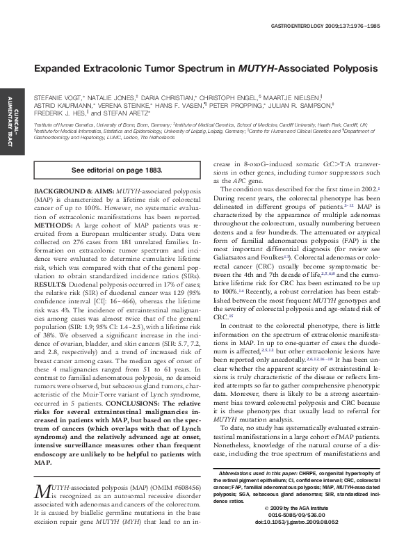 (PDF) Expanded Extracolonic Tumor Spectrum in MUTYH-Associated Polyposis