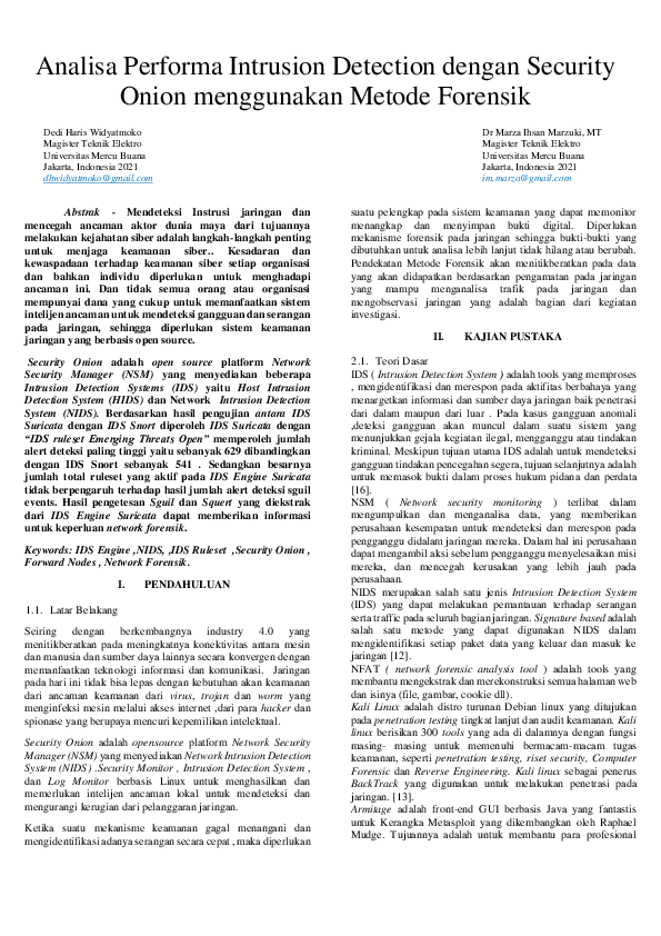 (PDF) Analisa Performa Intrusion Detection dengan Security Onion ...