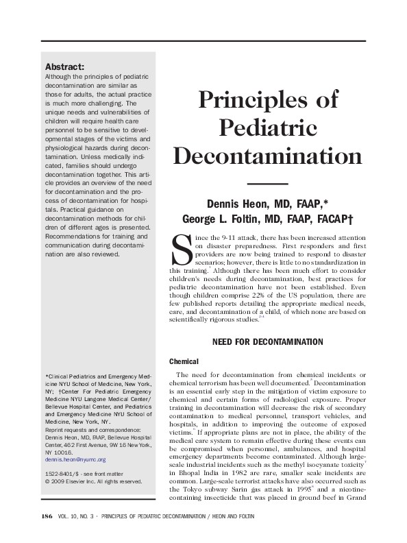 (PDF) Principles of Pediatric Decontamination