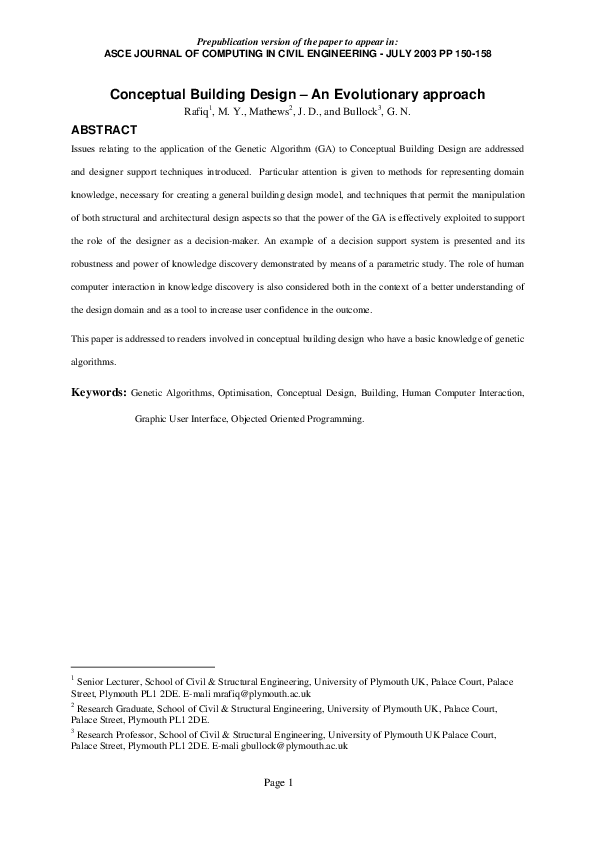 (PDF) Conceptual Building Design—Evolutionary Approach
