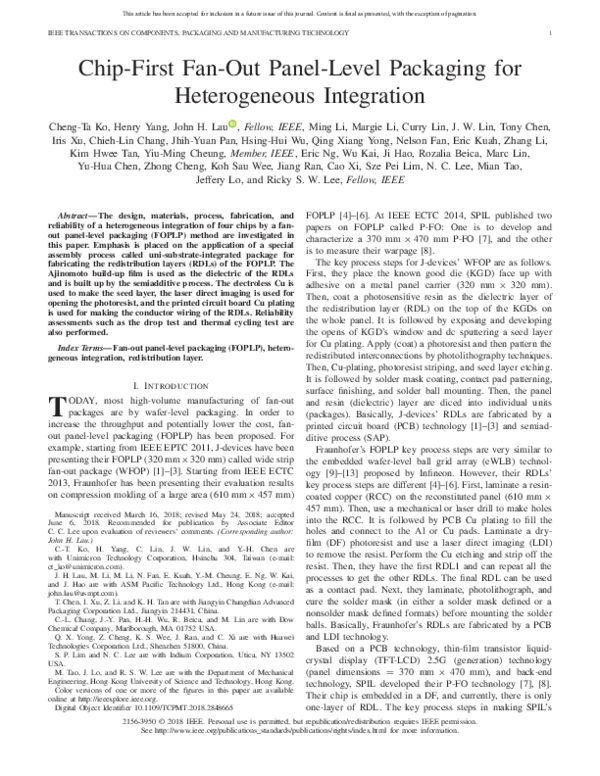 (PDF) Chip-First Fan-Out Panel-Level Packaging for Heterogeneous ...