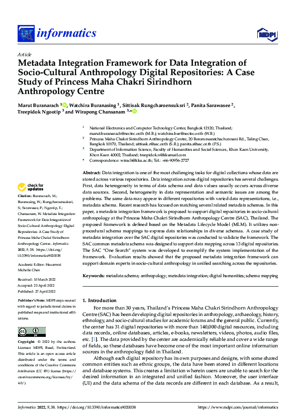 (PDF) Metadata Integration Framework for Data Integration of Socio-Cultural Anthropology Digital ...