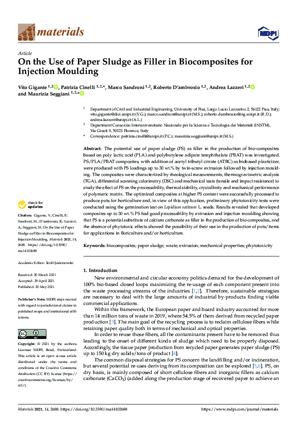 (PDF) Paper Sludge in Biocomposites for Moulding