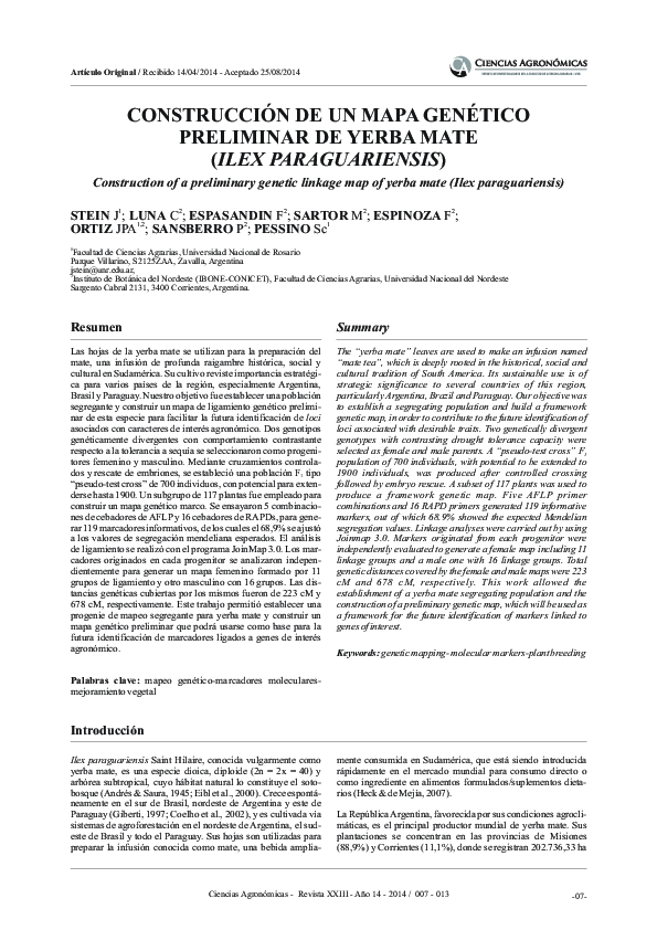 (PDF) Construction of a preliminary genetic linkage map of yerba mate ...