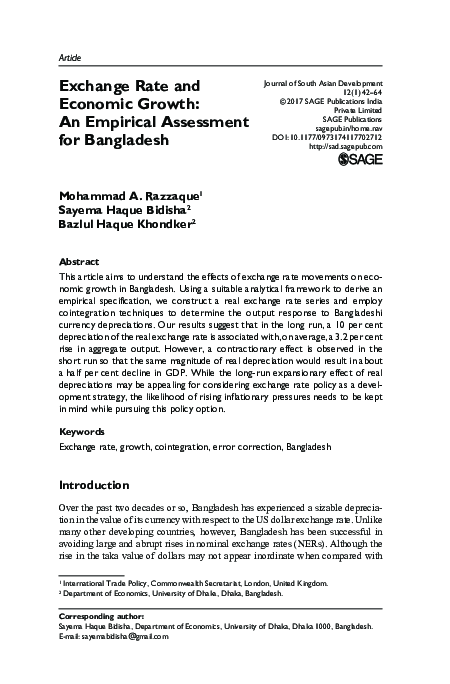 (PDF) Exchange Rate and Economic Growth
