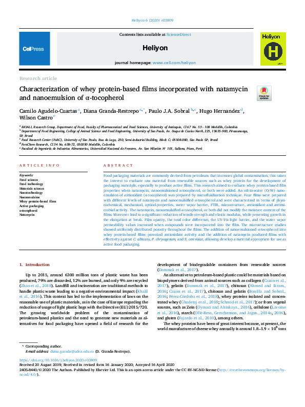 (PDF) Characterization of whey protein-based films incorporated with ...
