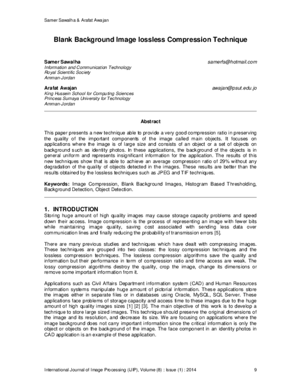 (PDF) Blank Background Image lossless Compression Technique
