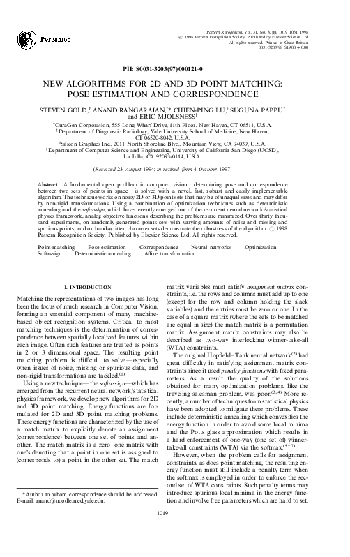 New algorithms for 2D and 3D point matching