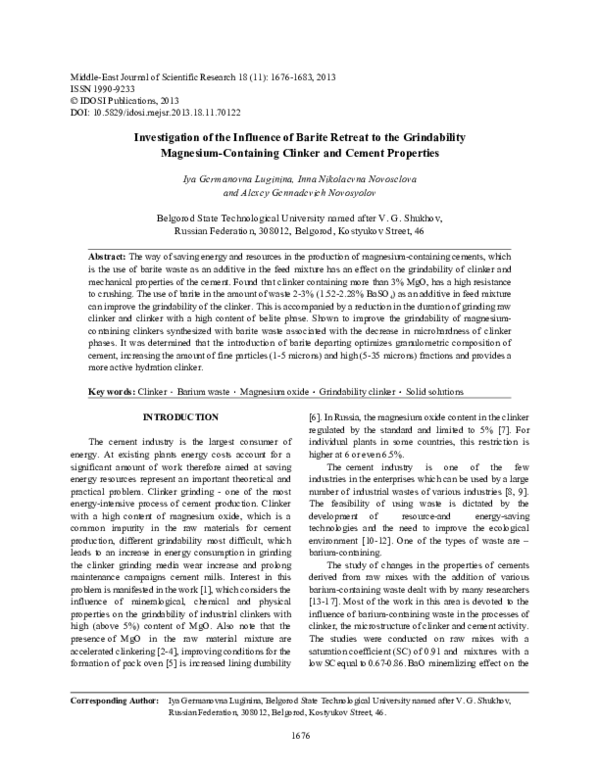 (PDF) Grindability of mixtures of cement clinker and trass