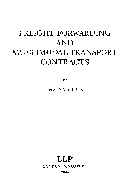 (PDF) Freight Forwarding and Multi Modal Transport Contracts