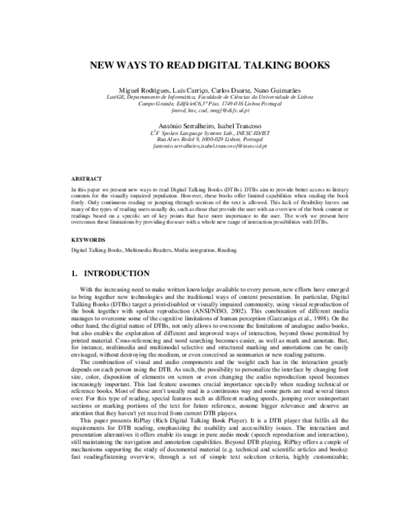 (PDF) New Ways to Read Digital Talking Books