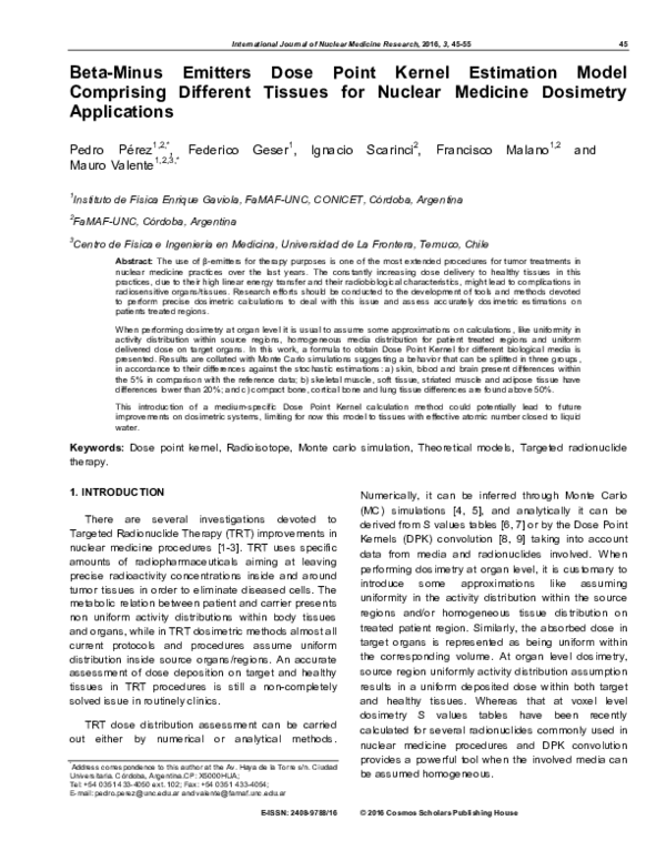 (PDF) Beta-Minus Emitters Dose Point Kernel Estimation Model Comprising Different Tissues for ...