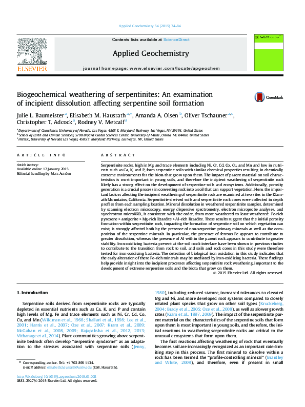 (PDF) Biogeochemical weathering of serpentinites: An examination of ...