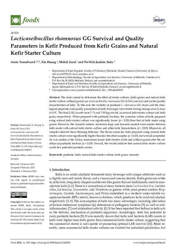 (PDF) Lacticaseibacillus rhamnosus GG Survival and Quality Parameters ...