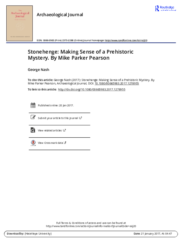 (PDF) Stonehenge: Making Sense of a Prehistoric Mystery