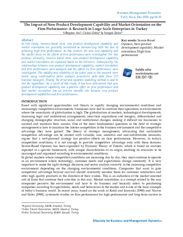 (PDF) The Impact of New Product Development Capability and Market ...
