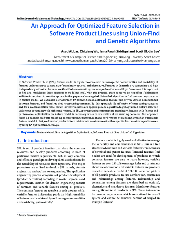 (PDF) An Approach for Optimized Feature Selection in Software Product ...