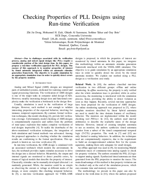 (PDF) Checking properties of PLL designs using run-time verification