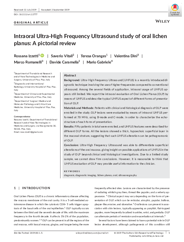 (PDF) Intraoral Ultra‐High Frequency Ultrasound study of oral lichen ...